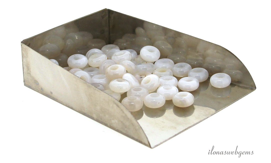 Witte Agaat donut ca. 10x5mm - Ilona's Silver & Gemstones