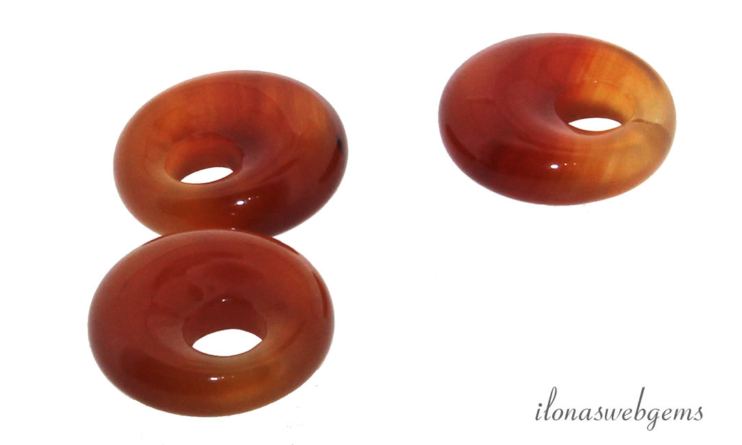 Rode Agaat donut ca. 18x5mm - Ilona's Silver & Gemstones