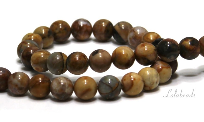 Venus Jasper beads round approx. 10mm - Ilona`s Silver & Gemstones