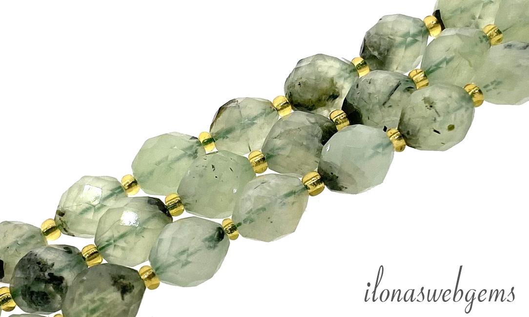 Prehniet kralen tonnetje rond ca. 10x8mm - Ilona's Silver & Gemstones