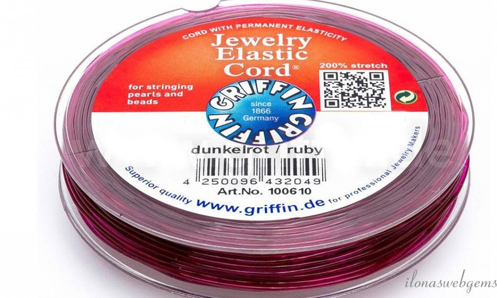 Griffin elastiek ruby rol 25 meter 1.0mm - Ilona's Silver & Gemstones