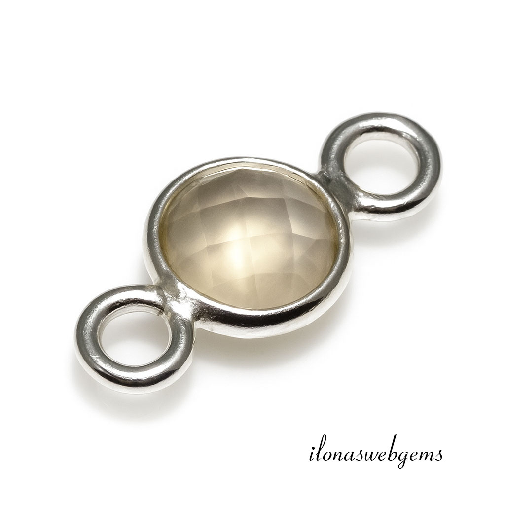 Sterling zilveren connector met witte Agaat ca. 12x6x3mm - Ilona's ...