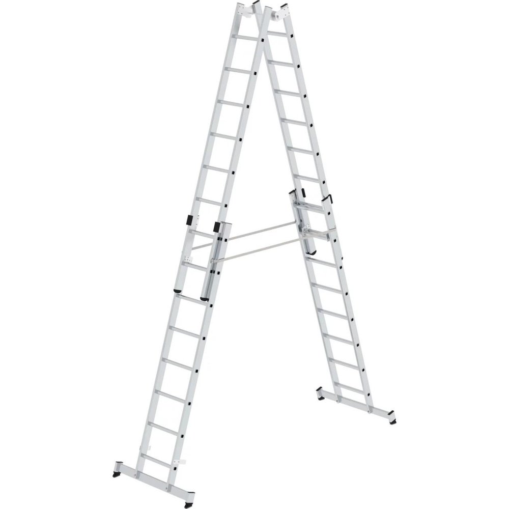 Aluminium dubbele ladder, verstelbaar 4x8 sporten — Ladder.nl