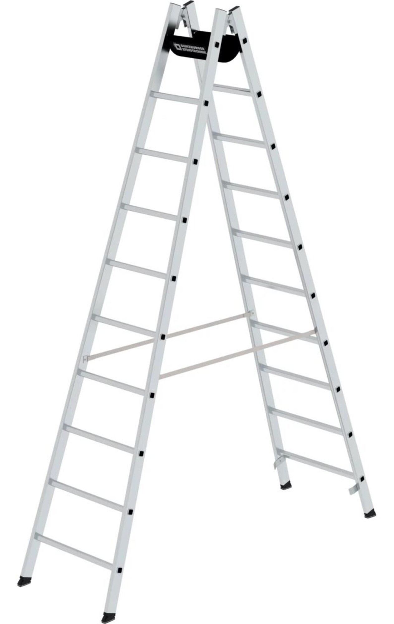 Aluminium dubbele ladder, 2x10 sporten met Nivello© — Ladder.nl - Ladder.nl