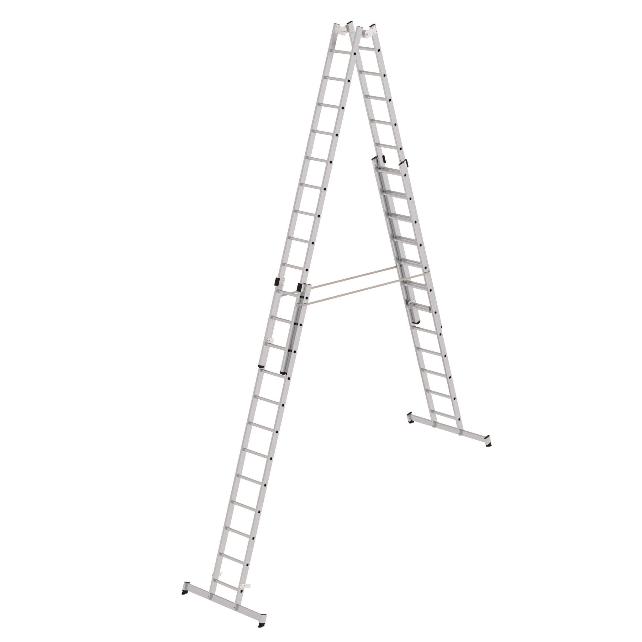 Aluminium dubbele ladder, verstelbaar 4x12 sporten — Ladder.nl