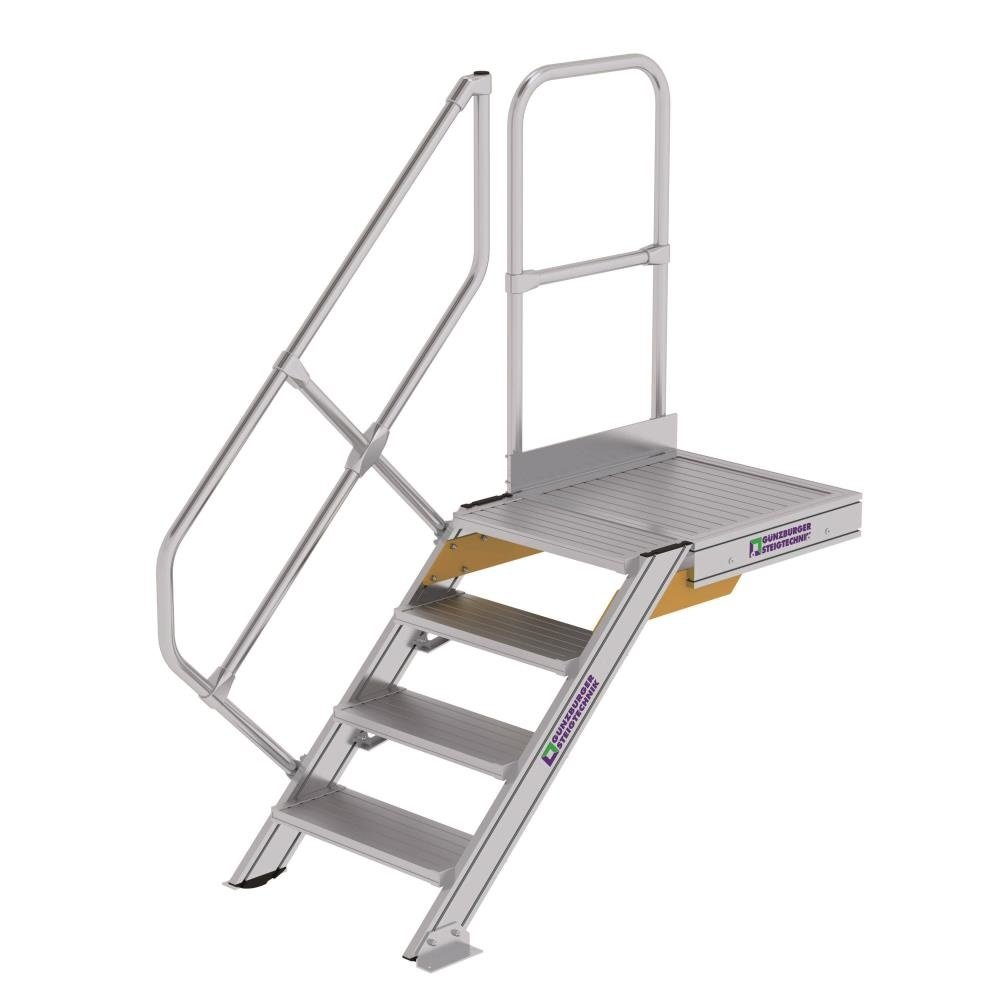 Vaste trap met platform 45°, 4 treden (B=600mm) — Ladder.nl