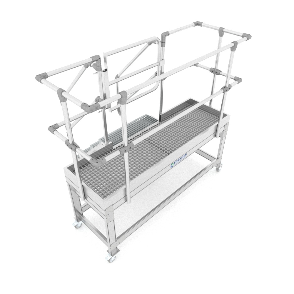 Verrijdbare platformtrap met extra breed bordes | Maatwerk | Ladder.nl