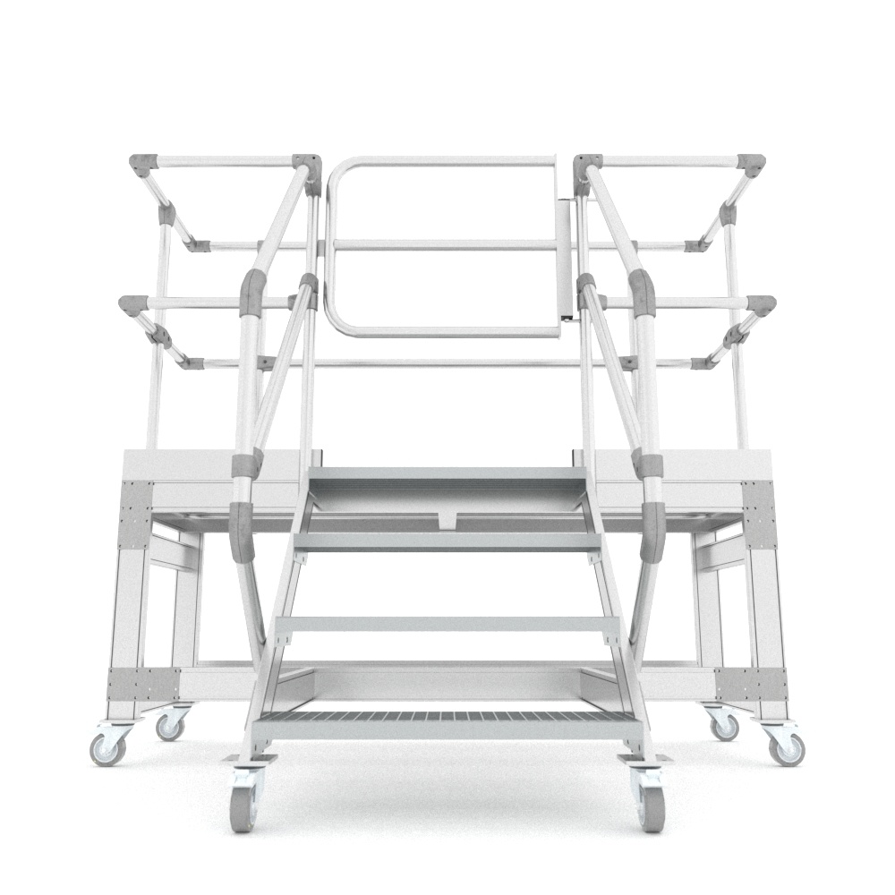 Verrijdbare platformtrap met extra breed bordes | Maatwerk | Ladder.nl