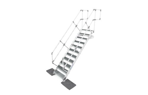 Aluminium steektrap met uitstapleuning — Maatwerk trappen — Ladder.nl