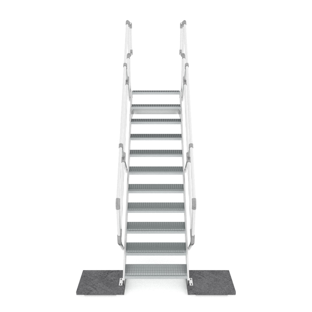Aluminium steektrap met uitstapleuning — Maatwerk trappen — Ladder.nl