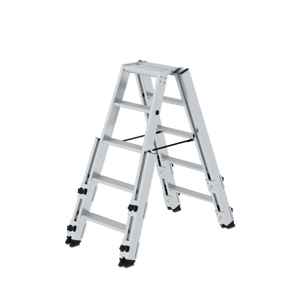 Aluminium telescopische dubbele trap, 2x5 treden - Ladder.nl