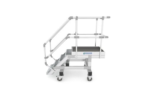 Aluminium verrijdbare bordestrap met uitstekend bordes — Ladder.nl