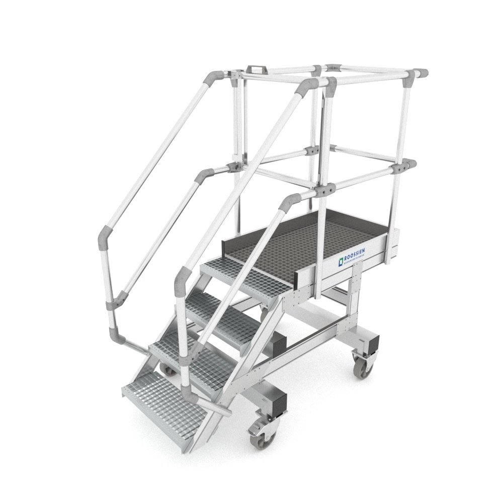 Aluminium verrijdbare bordestrap met uitstekend bordes — Ladder.nl ...