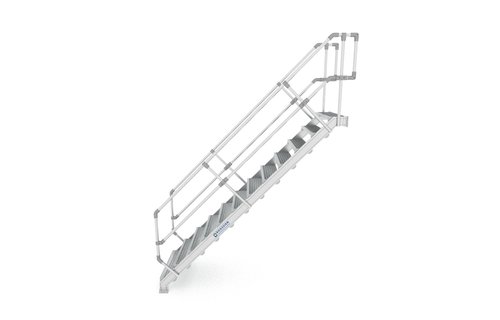 Aluminium steektrap op maat — Industriële trappen — Ladder.nl