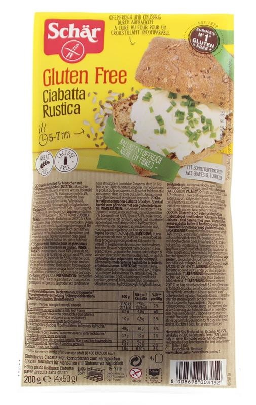 Dr Schar Dr. Schar Ciabatta rustica 4 St. mit Rabatt kaufen - VitAdvice BV