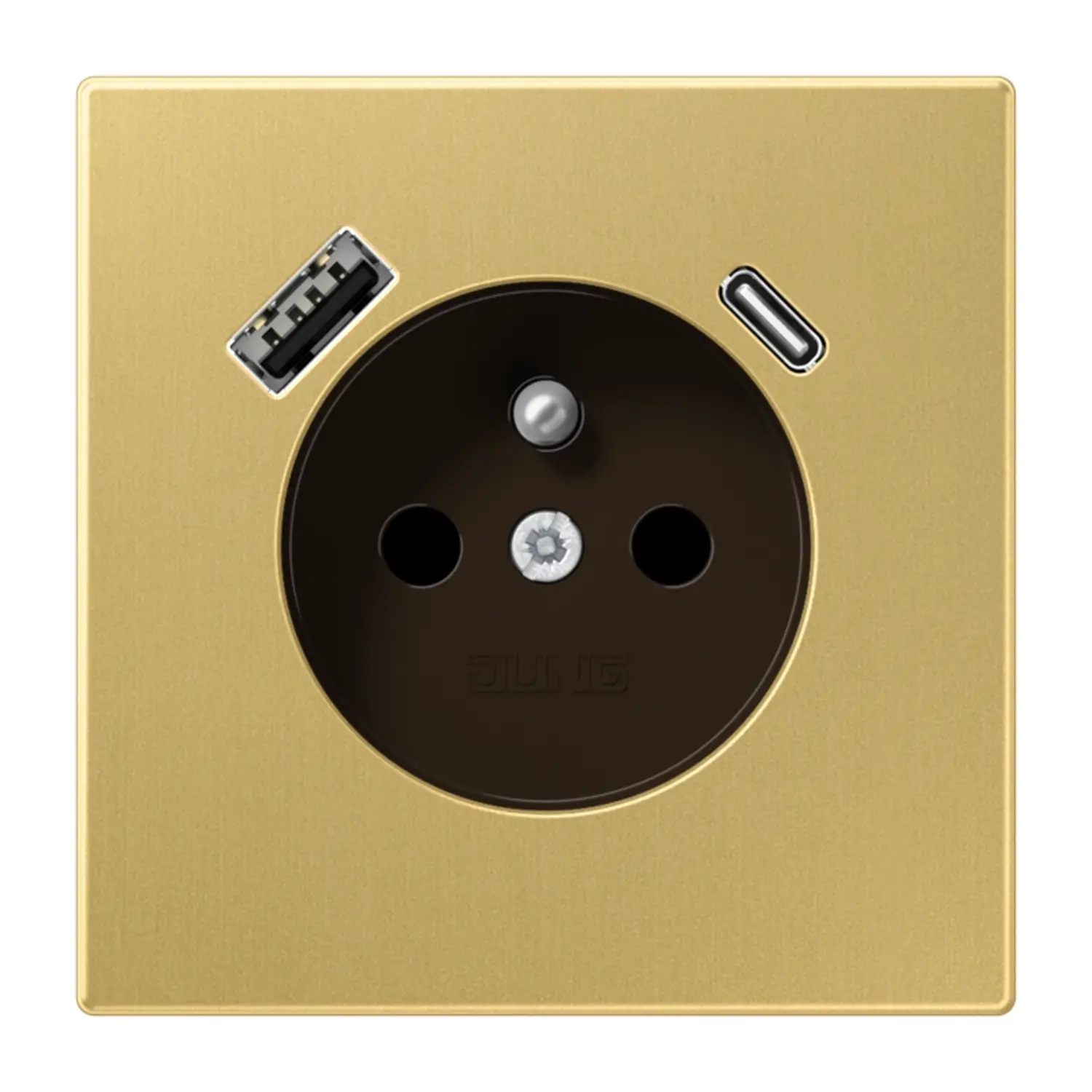 JUNG wandcontactdoos penaarde Safety+ met USB type A en C LS990 messing ...