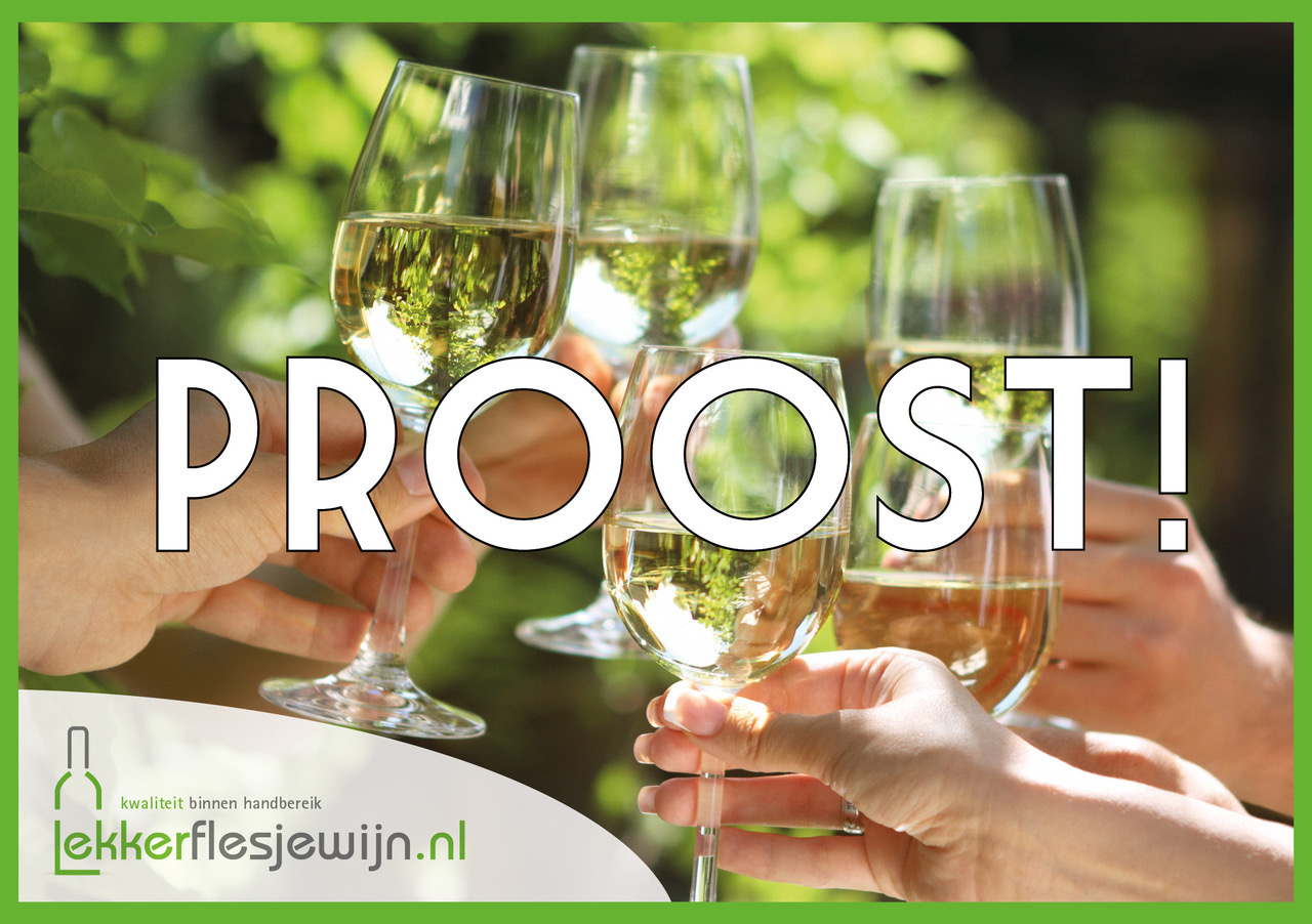 Wenskaart Proost! - Lekkerflesjewijn.nl