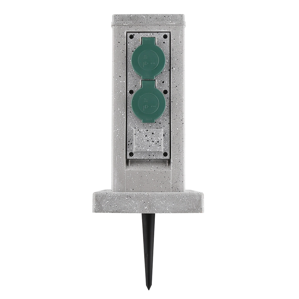 2-voudig buitenstopcontact IP44 met timer - steenlook - PrikkabelLED.nl