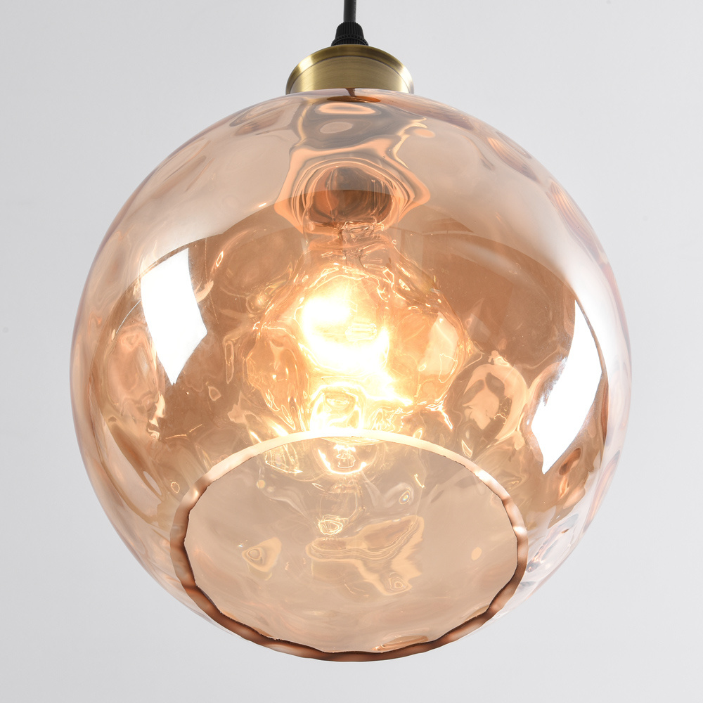1-lichts hanglamp Verona amber - rond bolling - PrikkabelLED.nl