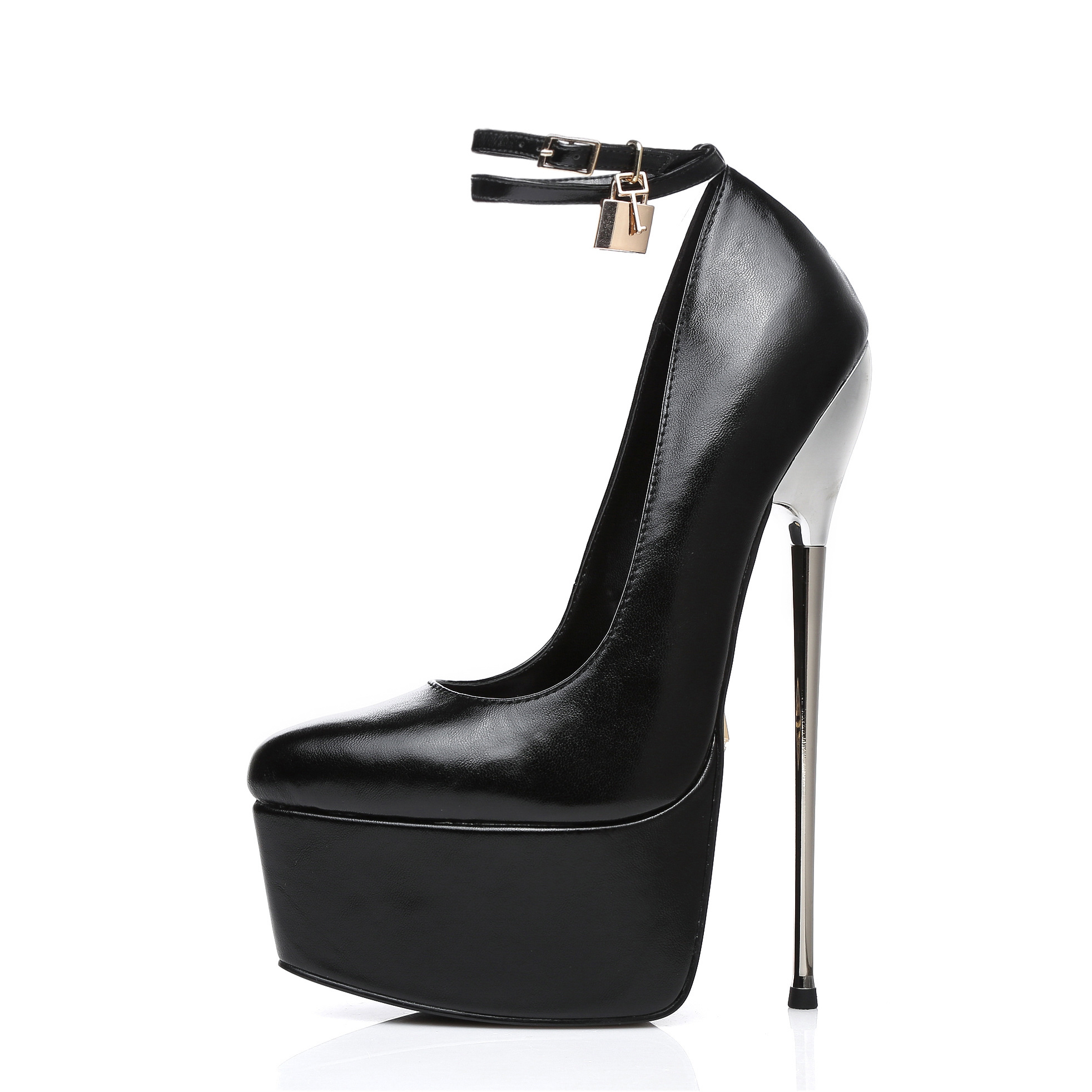 Black ESSENCE Giaro SLICK platform pumps with locking ankle strap ...