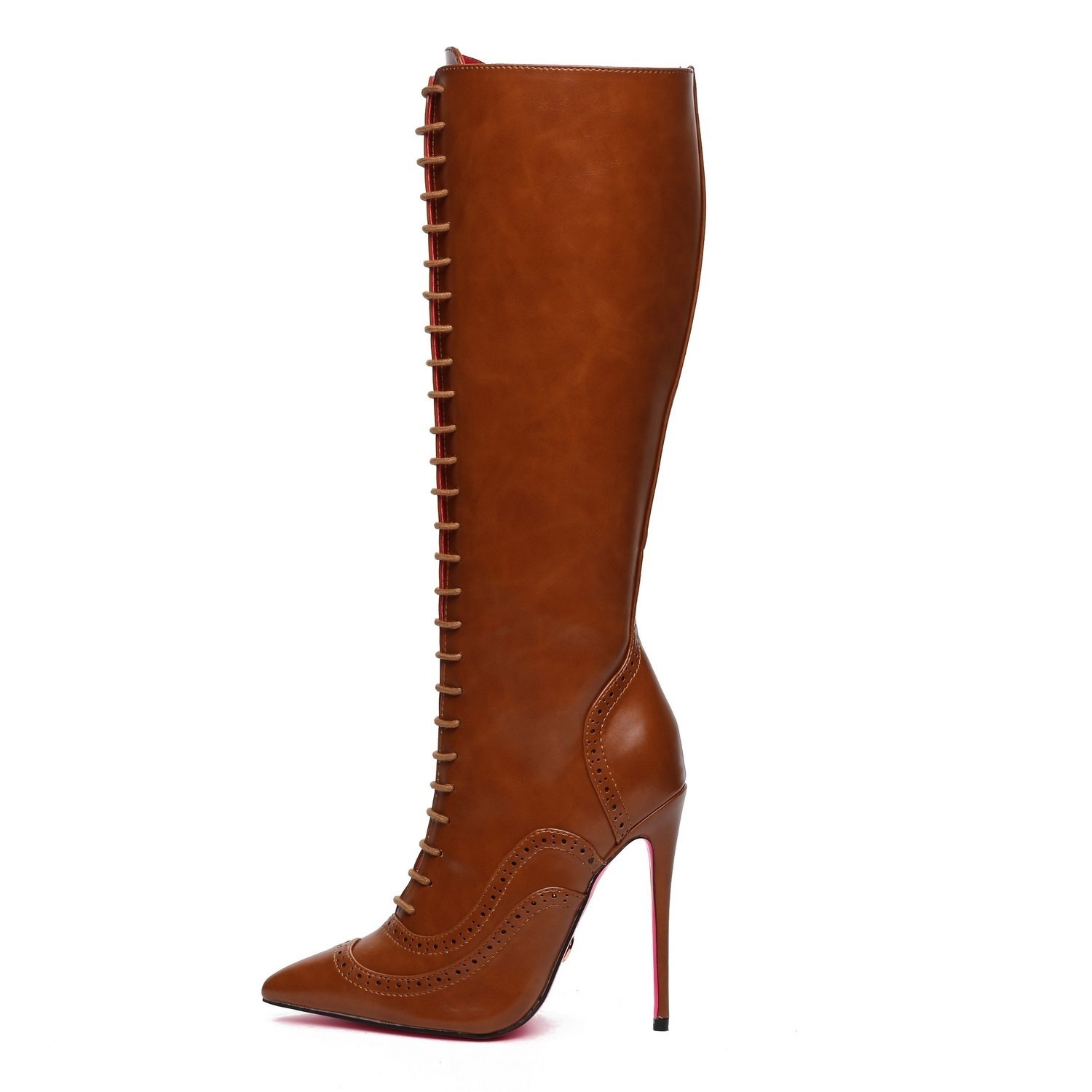 Giaro MILANA BROWN MATTE LACE KNEE BOOTS - Giaro High Heels | Official ...