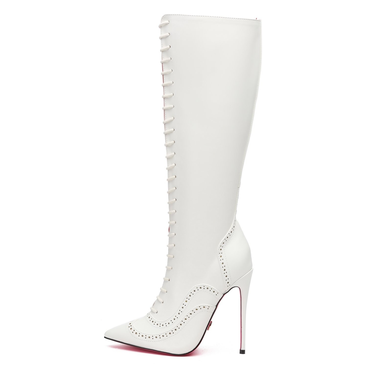 Giaro MILANA WHITE MATTE LACE KNEE BOOTS - Giaro High Heels | Official ...