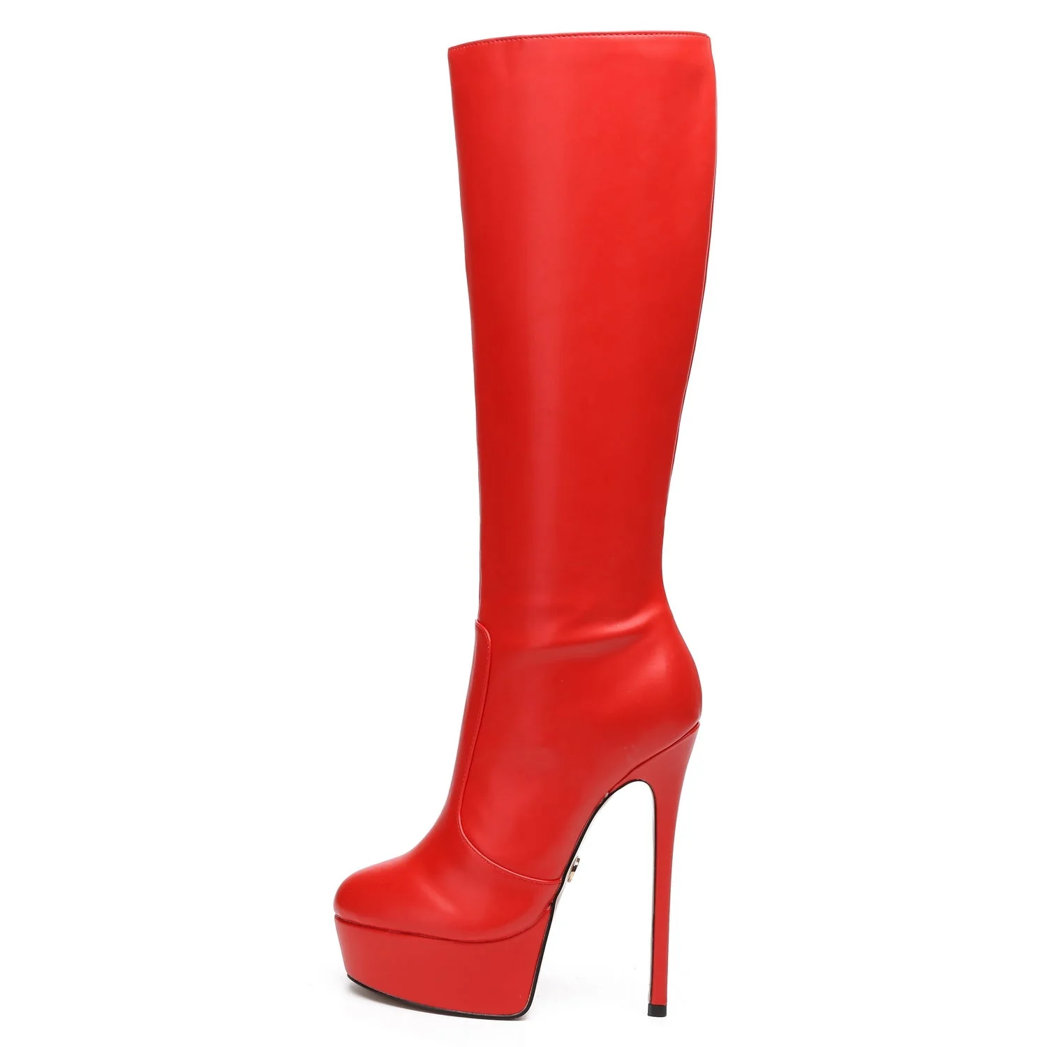 Giaro STACKSTAND RED MATTE Knee Boots – Bold Platform Stiletto Heels ...