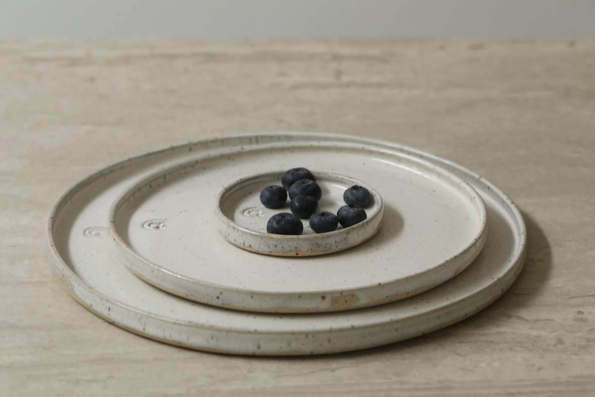 Handmade white ceramic plate from the tableware “White Spots" - ARTISANN