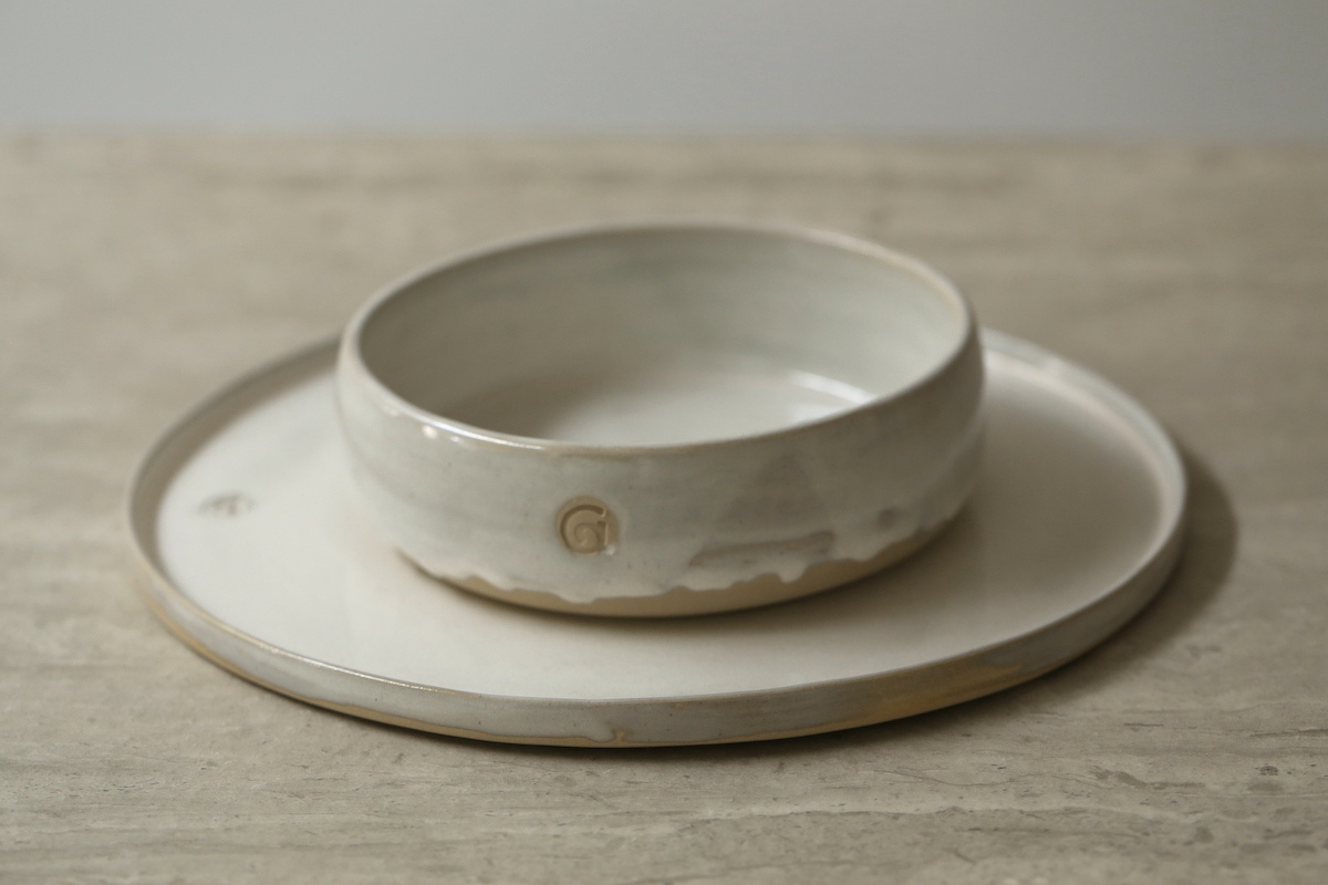 Handmade ceramic scale with unique glazes from "White Dunes" service ...