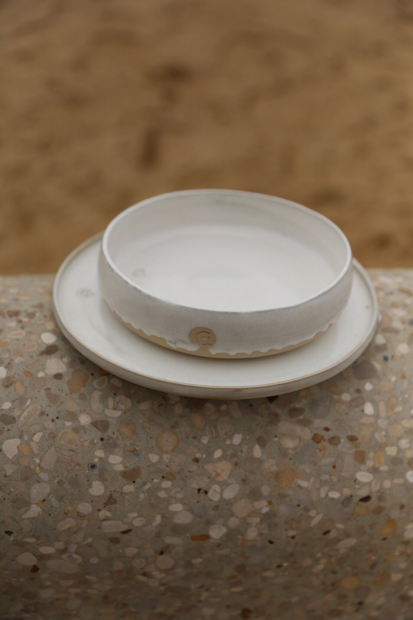Handmade white ceramic plate from the tableware “White Dunes" - ARTISANN