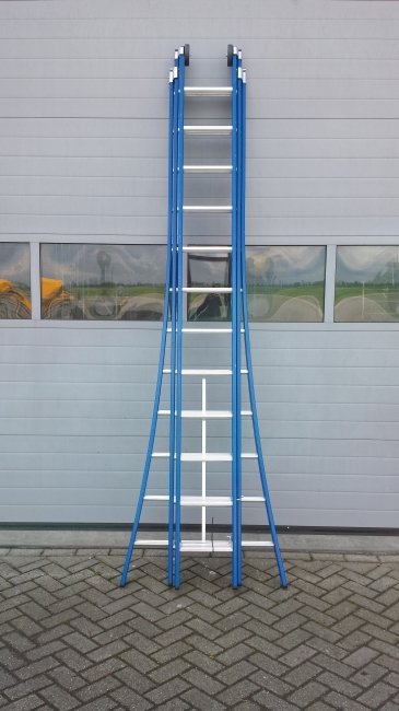 DAS 3 delige ladder 3x16 treden (blauwe gecoat)