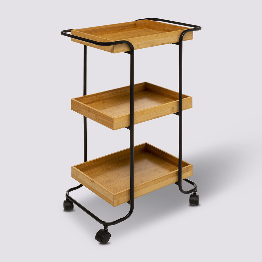 Trolley - With Wheels - 3 Levels - Brown - Koning Bamboe