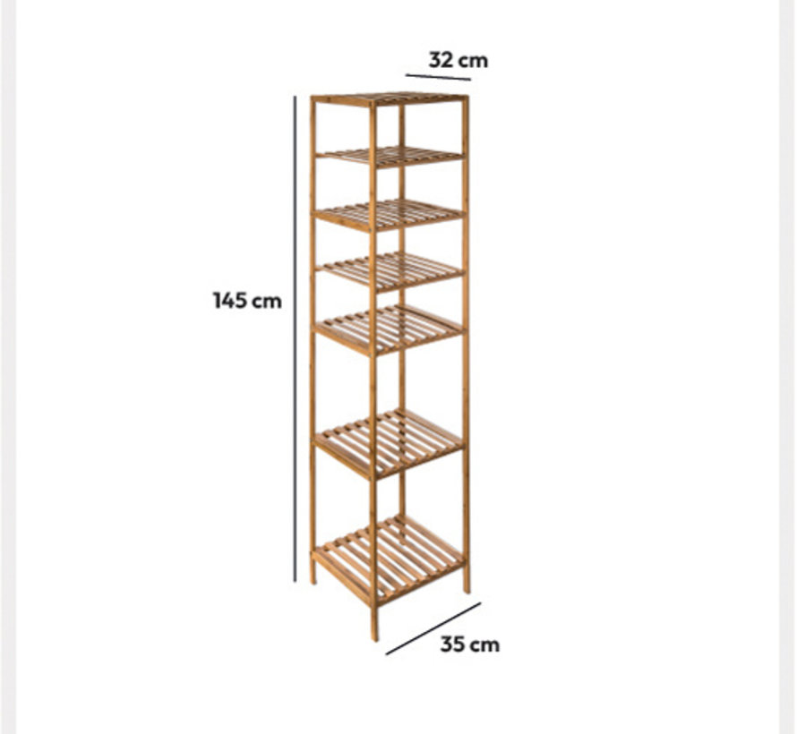 Bamboe opbergrek met 4+2 niveaus - Natuurlijk - Five - Koning Bamboe