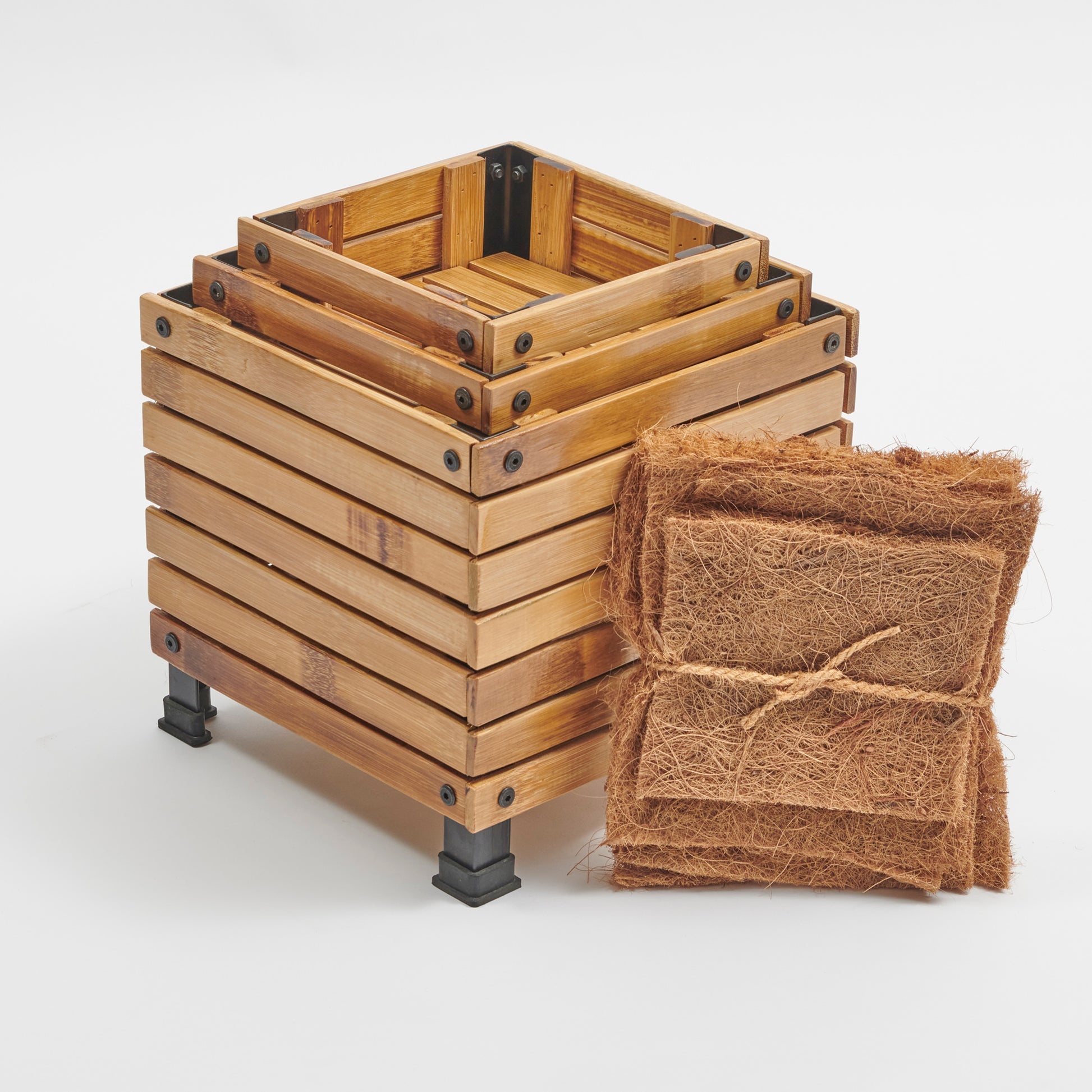 Bamboo Planters - Set of 3 - Coconut Mat Insulation - Natural - Koning ...