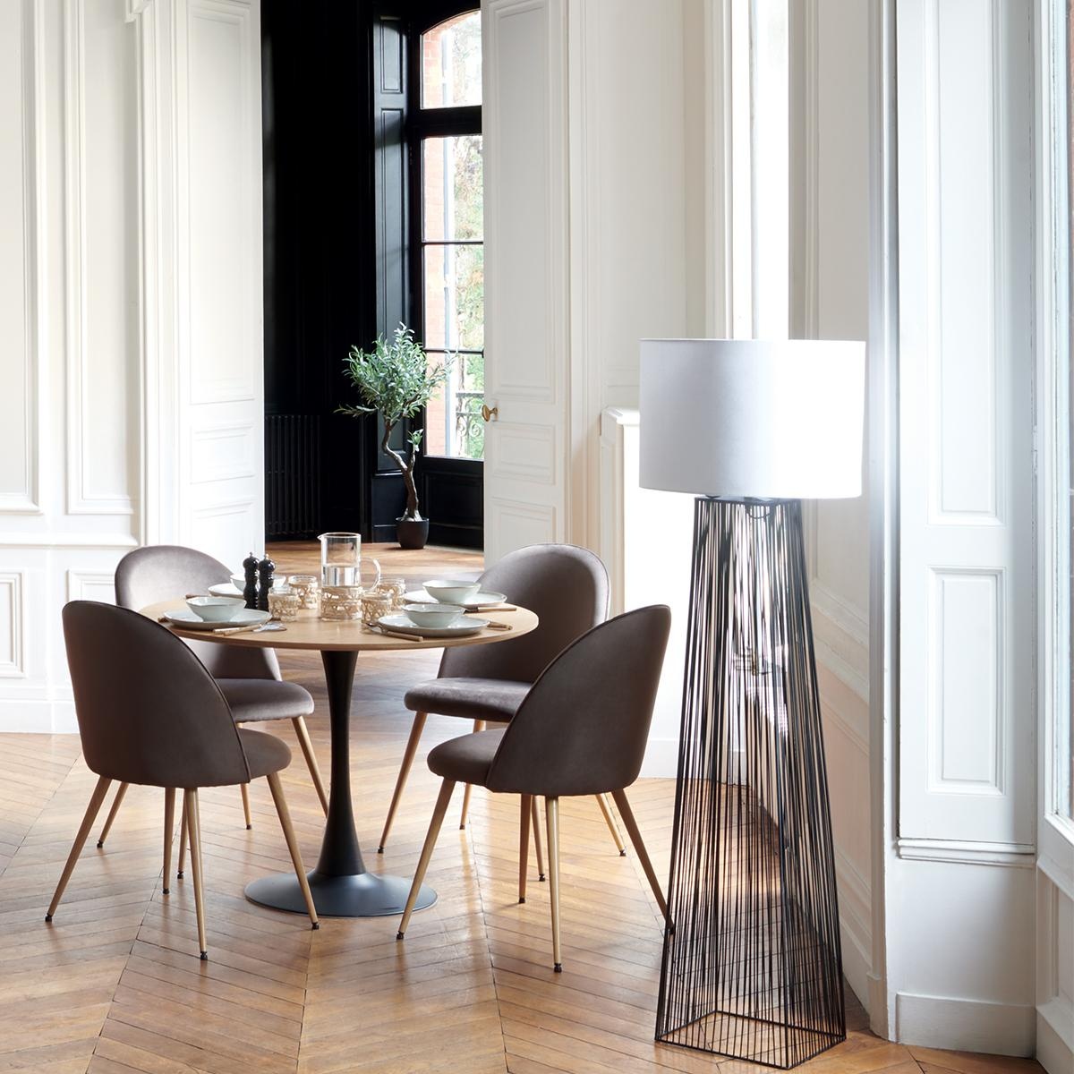 Round Dining Table - D.100cm - Black/Natural - Koning Bamboe