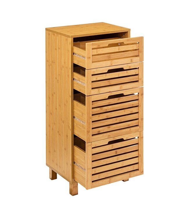 Standing Storage Cabinet with 4 Drawers - Natural - Koning Bamboe