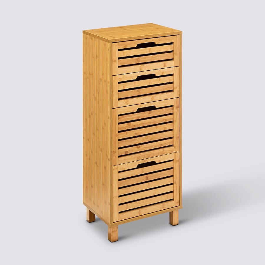 Standing Storage Cabinet with 4 Drawers - Natural - Koning Bamboe