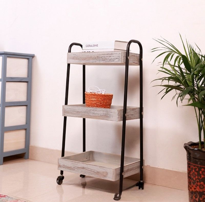 Modern Storage Trolley - 3 Compartments - Koning Bamboe