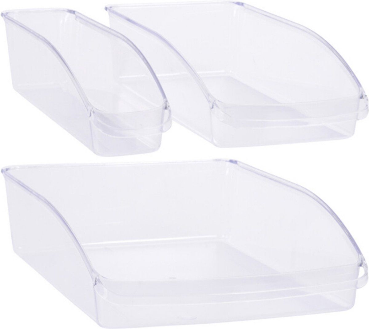 Koelkast Opbergbakken – Set van 3 – Transparant - Koning Bamboe
