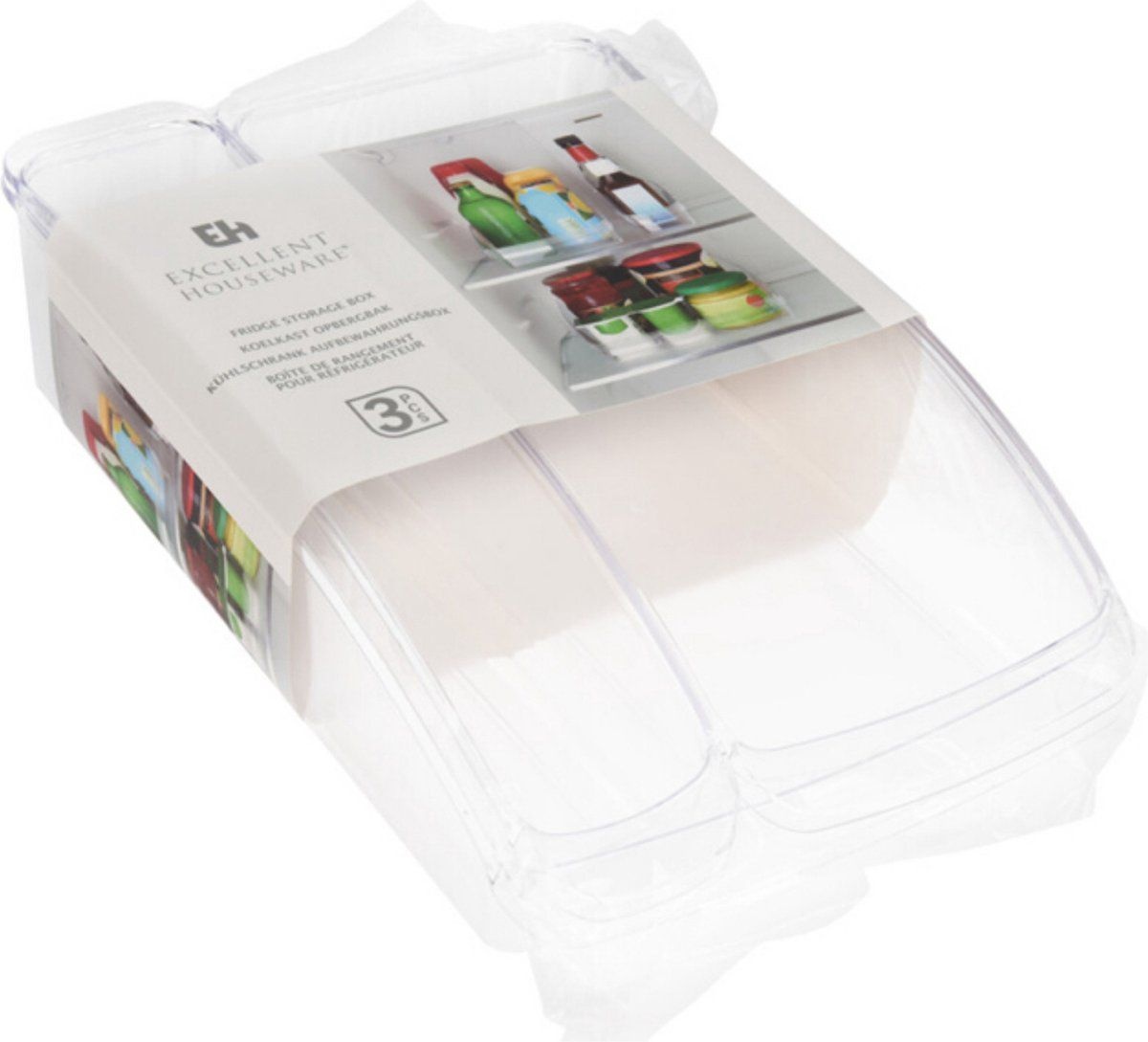 Koelkast Opbergbakken – Set van 3 – Transparant - Koning Bamboe