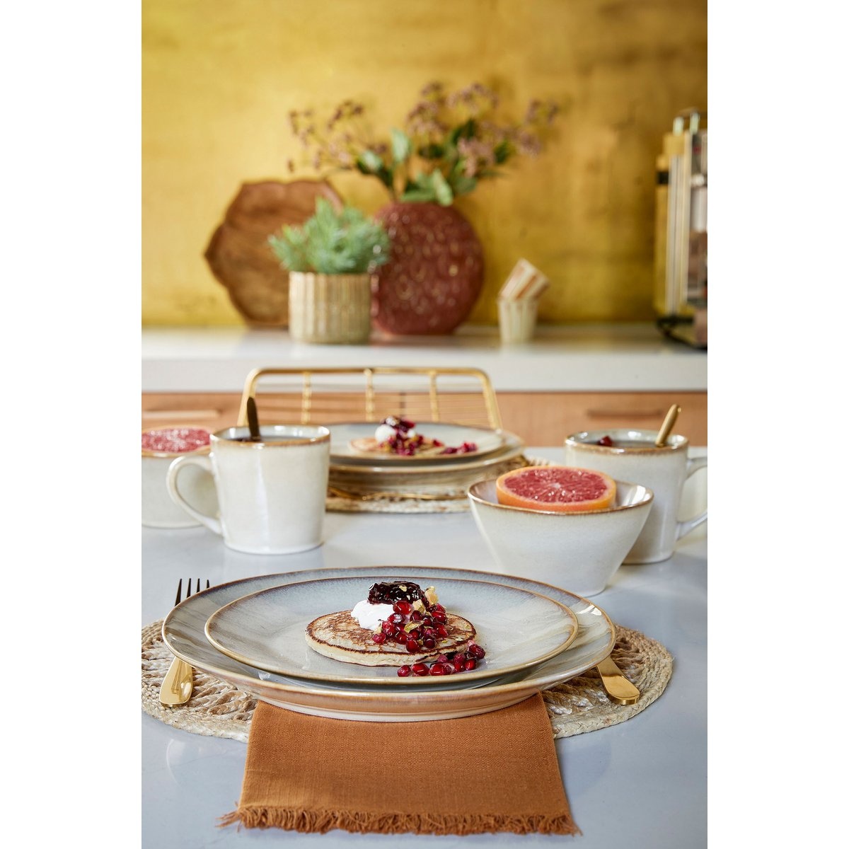 Mica Decorations Servies set Beige 16Steen - Koning Bamboe