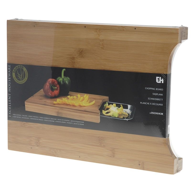 Excellent Houseware Bamboe snijplank met opvangbak - Koning Bamboe