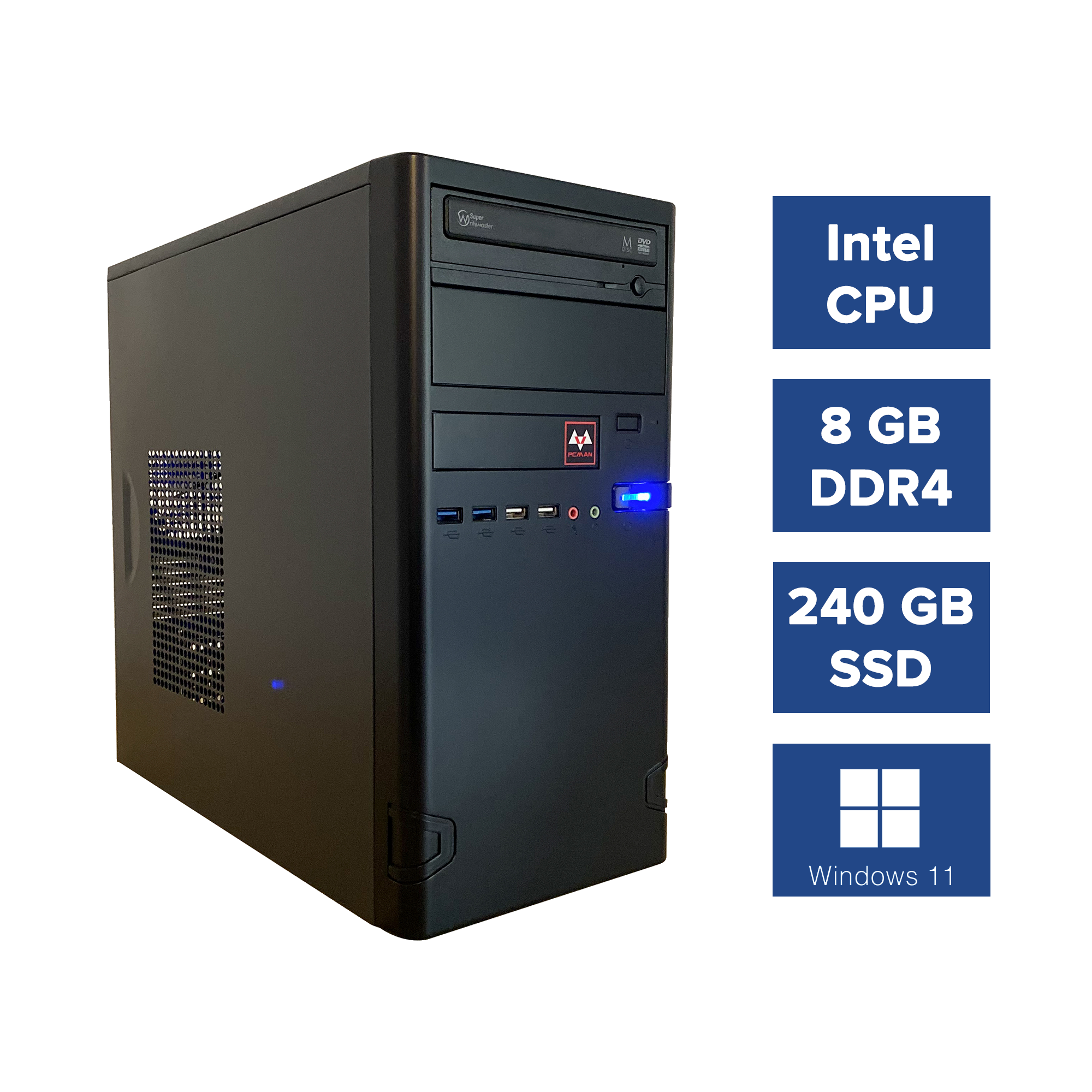 Pcman Home/Office Intel i7 - 12700 - 8 GB geheugen - 240 GB SSD - Pcman
