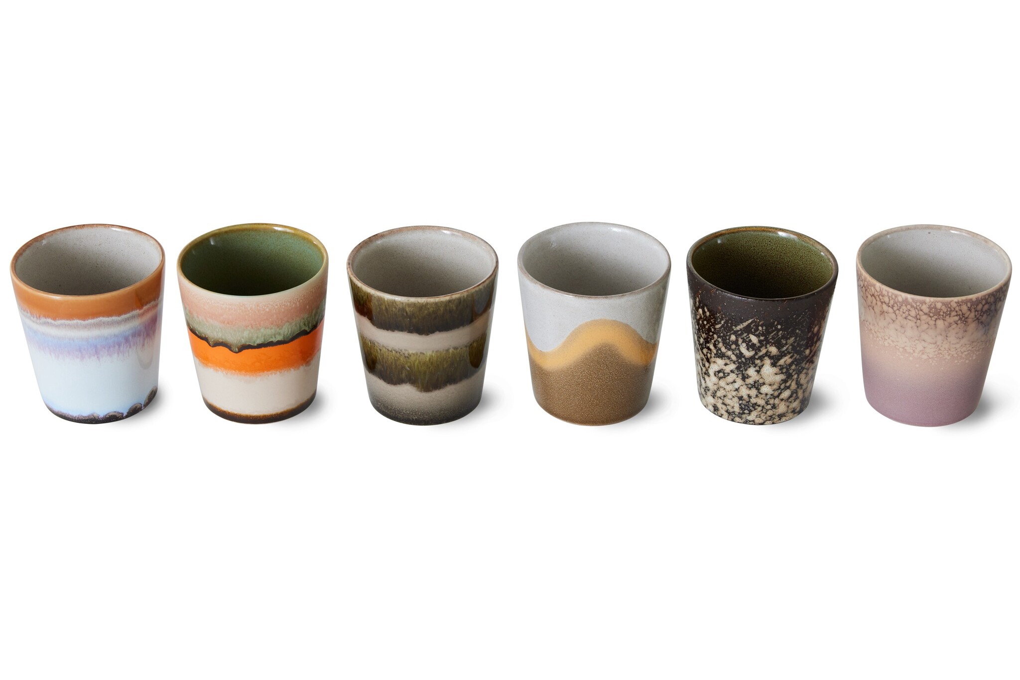 HKLIVING Mok 70s ceramics: coffee mugs, elements (set of 6) - kklup