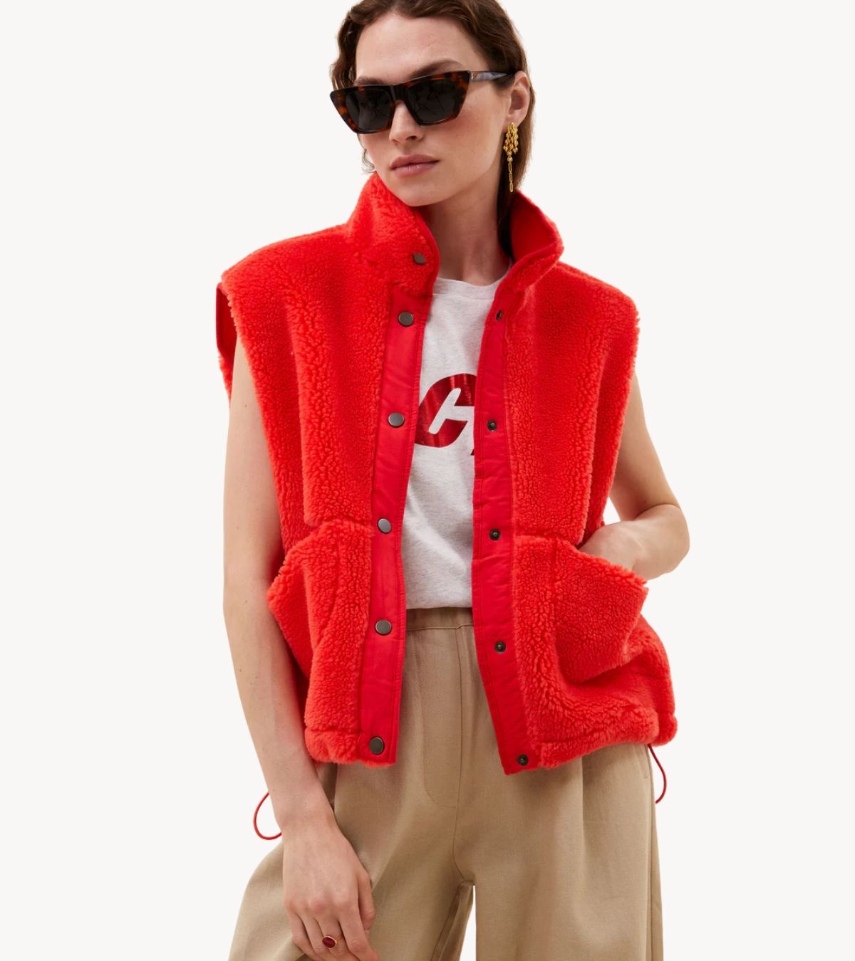Gilet steve sleeveless jacket poppy red - kklup