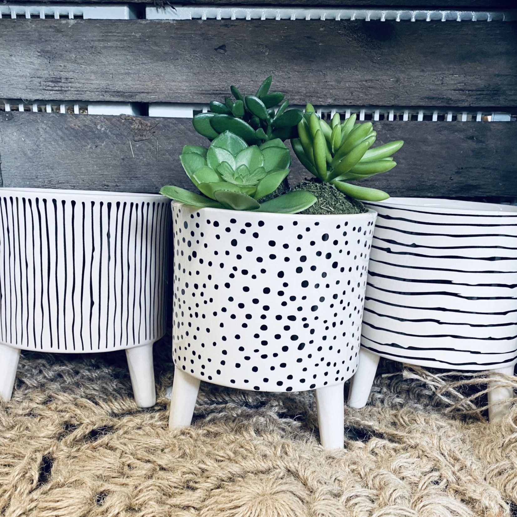 Planter On Legs, Spots and Stripes - Clock’s Home and Garden