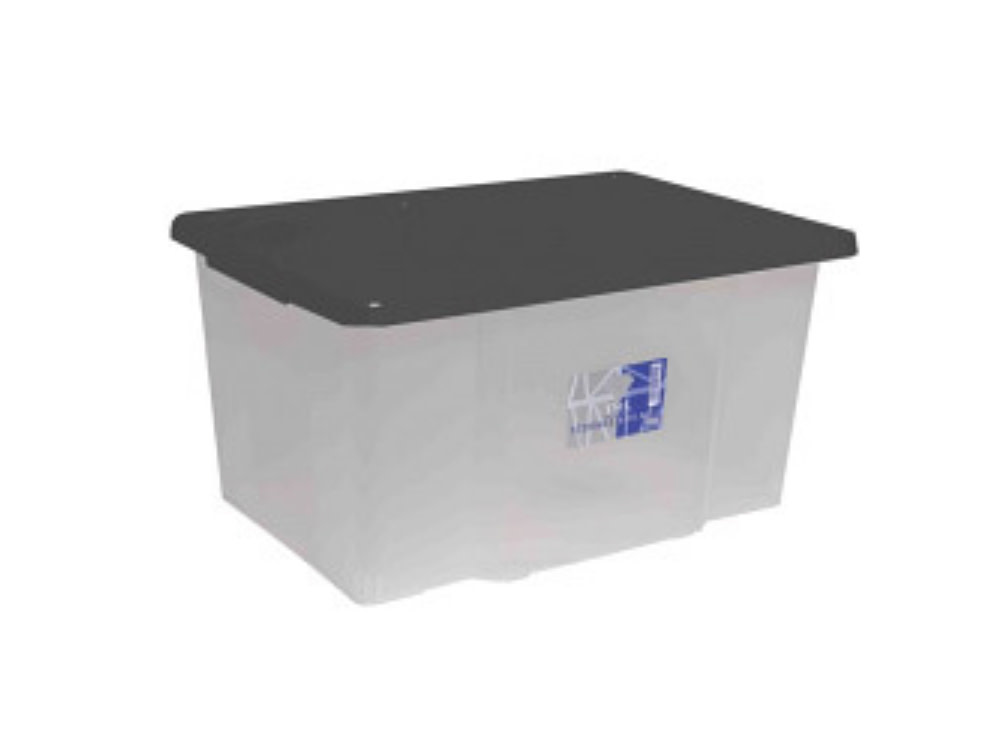 TML 50L Clear Storage Box & Black Lid - Clock’s Home and Garden