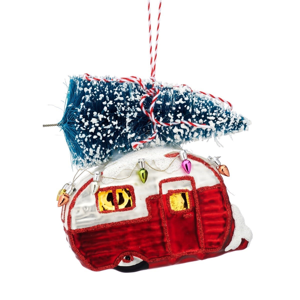 Red Caravan Shaped Bauble - Clock’s Home and Garden