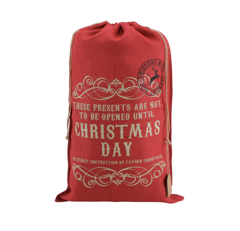 CGB Red Hessian Christmas Sack - Clock’s Home and Garden