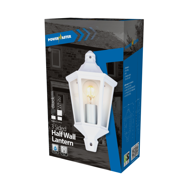 Outdoor Wall Light Half Lantern White - Clock’s Home and Garden